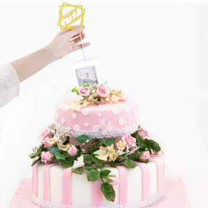 The Money Cake, Cake Money Box-Cake Money Pull Out Kit Includes 1Pc Clear Food-Contact Safe Box, 1Pc Gold Cake Topper, 20Pcs Pockets for Birthday Party Cake Decorations