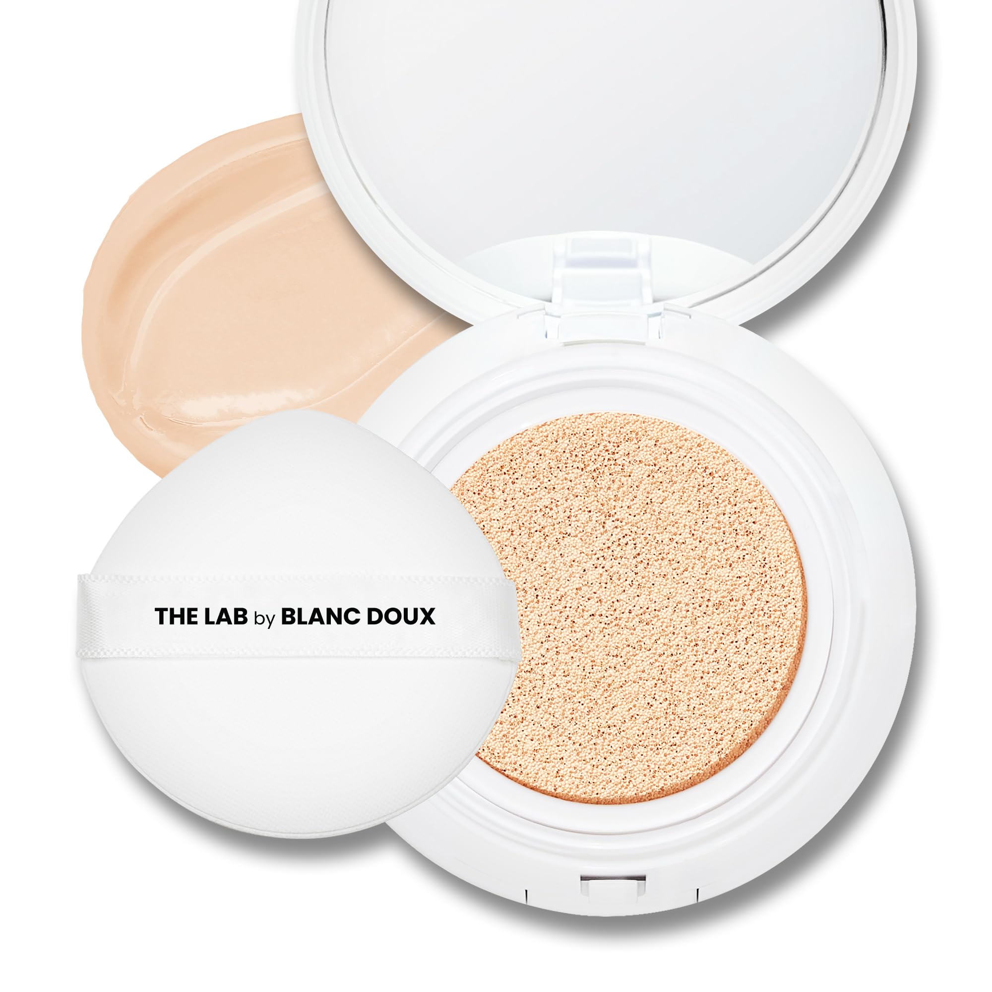 BLANC DOUX Oligo Hyaluronic Acid Healthy Cream Cushion (01 Ivory), Sleek, Portable, and Functional Makeup to Protect and Keep Your Skin Moisturized