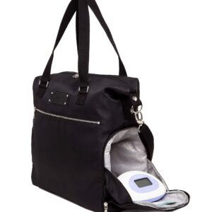 Sarah Wells Lizzy Breast Pump Bag - Compatible with Spectra, Medela, and More - Insulated Cooler Pocket (Black)