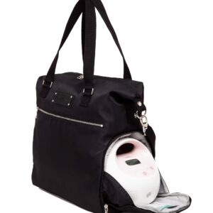 Sarah Wells Lizzy Breast Pump Bag - Compatible with Spectra, Medela, and More - Insulated Cooler Pocket (Black)