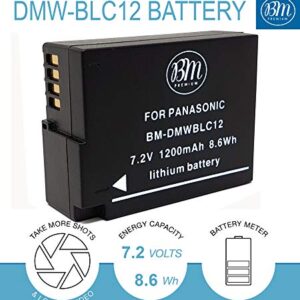 BM Premium High Capacity DMW-BLC12 Battery and Battery Charger for Panasonic Lumix DC-FZ1000 II DC-G95 DMC-G85 DMC-GH2 DMC-G5 DMC-G6K DMC-G7 DMC-GX8 DMC-FZ200 DMC-FZ300 DMC-FZ1000 DMC-FZ2500 Cameras