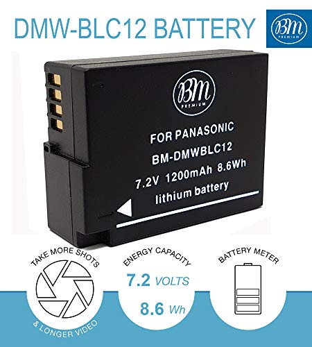 BM Premium High Capacity DMW-BLC12 Battery and Battery Charger for Panasonic Lumix DC-FZ1000 II DC-G95 DMC-G85 DMC-GH2 DMC-G5 DMC-G6K DMC-G7 DMC-GX8 DMC-FZ200 DMC-FZ300 DMC-FZ1000 DMC-FZ2500 Cameras