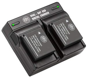 bm premium 2 pack of dmw-blc12 batteries and dual bay charger for panasonic lumix dc-fz1000 ii dc-g95 dmc-g85 dmc-gh2 dmc-g5 dmc-g6 dmc-g7 dmc-gx8 dmc-fz200 dmc-fz300 dmc-fz1000 dmc-fz2500 cameras