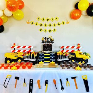 Glorymoment Excavator Birthday Cake Topper, Construction Cake Topper Decorations for Children Excavator Engineering Theme Cake, Construction Theme Kids Birthday Party Decoration (6.7’’x4.49’’)