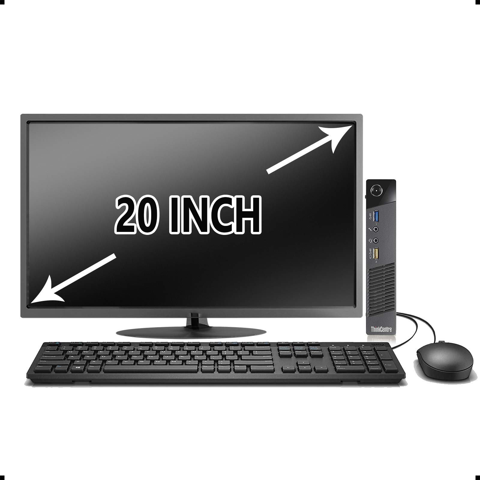 Lenovo ThinkCentre M73 Tiny Desktop PC Computer Package, Intel Core i3 2.9GHz, 8G DDR3, 256G SSD, VGA, DP, USB 3.0, 20 Inch LCD Monitor(Brands May Vary), Keyboard, Mouse, Win10 Pro 64 Bit (Renewed)