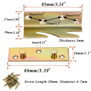 Bed Rail Bracket,4 Piece Heavy Duty Non-Tenon Bed Rail Accessories,Wooden Bed Frame Connector with Screws,Suitable for Bed Head and Foot Board