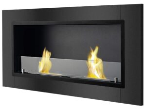 black recessed wall mount ventless bio ethanol fireplace - lata | ignis