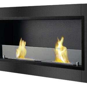 Black Recessed Wall Mount Ventless Bio Ethanol Fireplace - Lata | Ignis