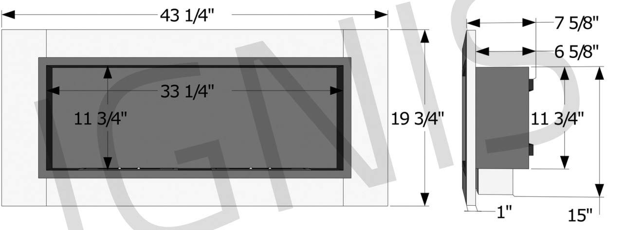 Black Recessed Wall Mount Ventless Bio Ethanol Fireplace - Lata | Ignis