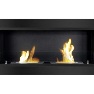 Black Recessed Wall Mount Ventless Bio Ethanol Fireplace - Lata | Ignis