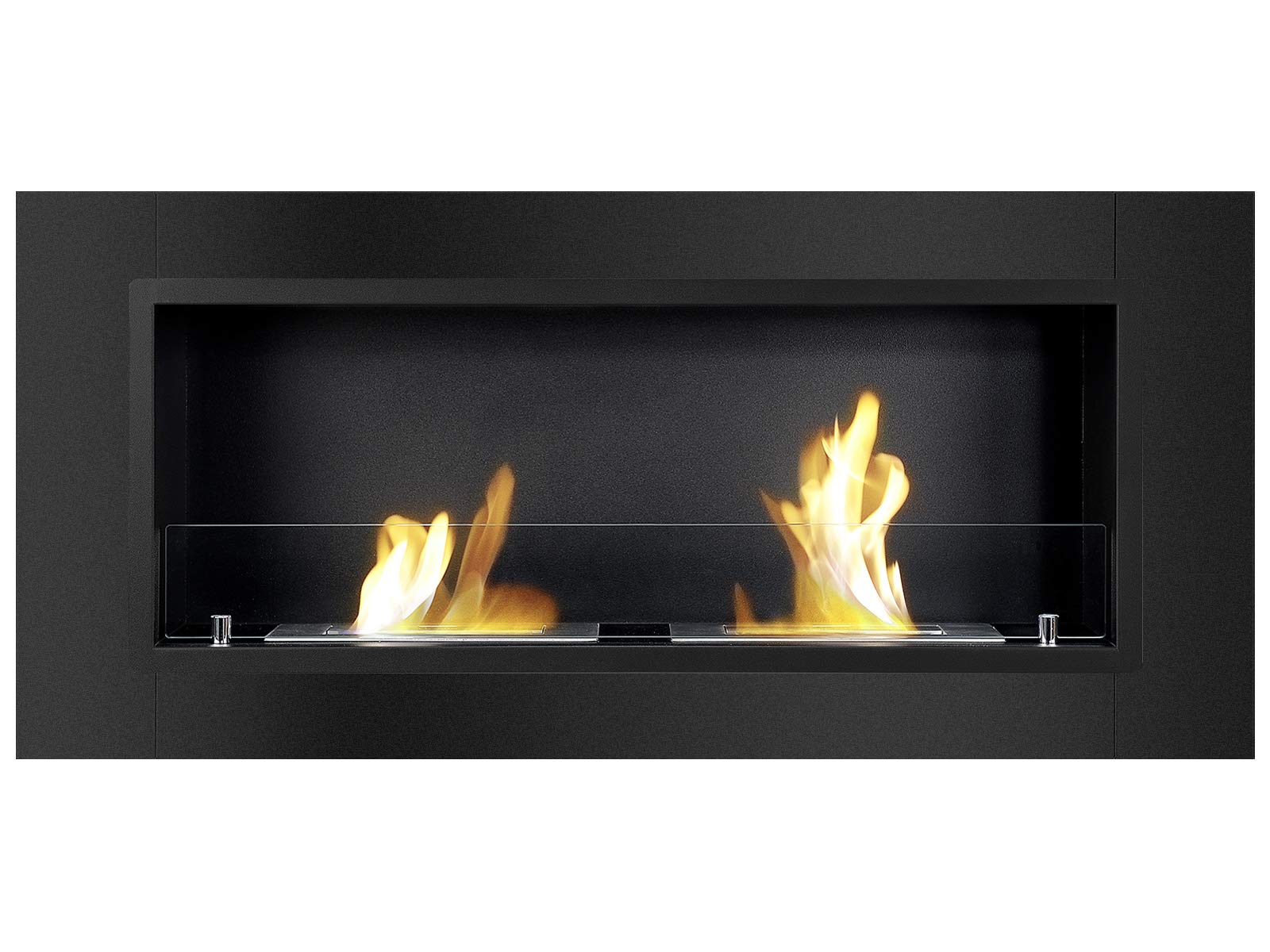 Black Recessed Wall Mount Ventless Bio Ethanol Fireplace - Lata | Ignis