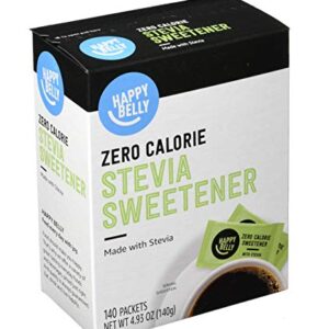 Amazon Brand - Happy Belly, Zero Calorie Stevia Sweetener powder, 140 Packet, 4.93 ounce (Pack of 1) (Previously Sugarly Sweet)