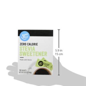 Amazon Brand - Happy Belly, Zero Calorie Stevia Sweetener powder, 140 Packet, 4.93 ounce (Pack of 1) (Previously Sugarly Sweet)