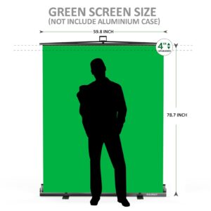 【Easy Set Up】 RAUBAY 59.8 x 78.7in Collapsible Green Screen Backdrop Portable Retractable Chroma Key Panel Photo Background with Stand for Video Conference, Photographic Studio, Streaming