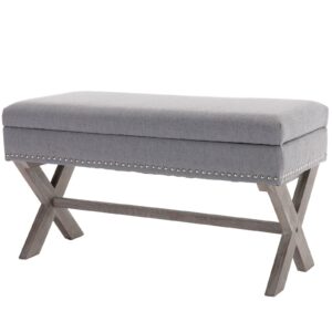 CIMOO Bedroom Storage Ottoman Bench Fabric Upholstered Bed Bench Accent Hallway Bench for End of Bed, Entry, Kitchen, Dining Room-36 Inch, Grey