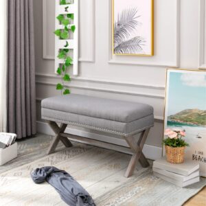 CIMOO Bedroom Storage Ottoman Bench Fabric Upholstered Bed Bench Accent Hallway Bench for End of Bed, Entry, Kitchen, Dining Room-36 Inch, Grey