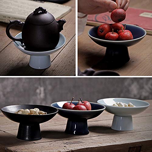 Pearlead Ceramic Footed Bowl Round Pedestal Bowl Decorative Fruit Bowl Holder Dessert Display Stand for Kitchen Counter Centerpiece Table Decor Serving Fruit Tray Small White