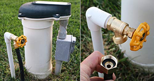 Winterize Sprinkler Systems and Outdoor Faucets: Air Compressor Quick-Connect Plug To Female Garden Hose Faucet Blow Out Adapter with Shut Off Valve (Lead-Free Brass), 10.5" Long