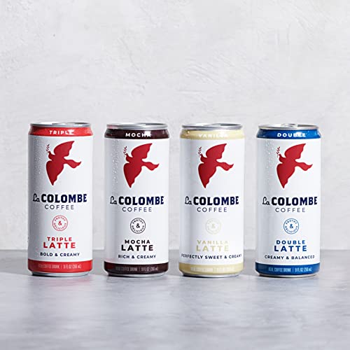 La Colombe Variety Pack Draft Latte, 12x9oz - Double, Triple, Mocha & Vanilla, 100% Arabica Cold Brew with Foamy Milk