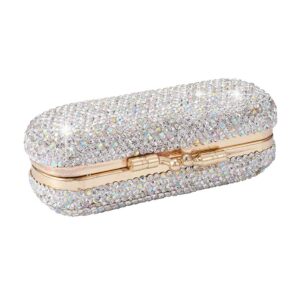 calidaka lipstick case holder with mirror crystal lipstick organizer for travel ladies fashion portable glitter shiny diamonds rhinestone clip holder luxury lip gloss makeup storage bag