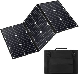 himino 60 watt foldable solar panel battery charger kit for portable generator power station cell phones laptop 24v car boat rv trailer battery charge (60w)