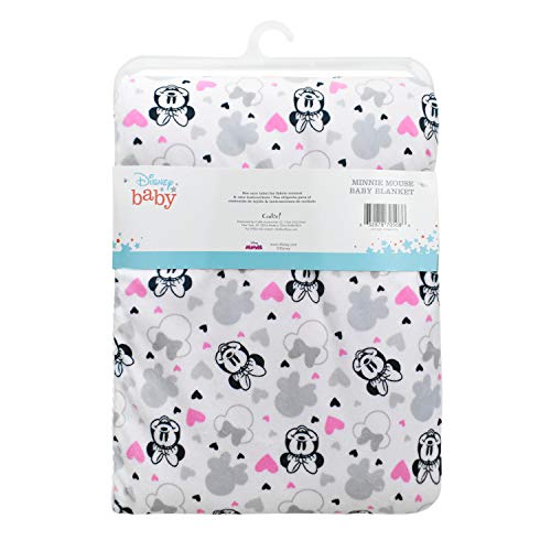 Cudlie Disney Baby Girl Minne Mouse Double Sided Baby Blanket with Printed Mink Waffle Fleece Backing & with Pom Edge(30X40)