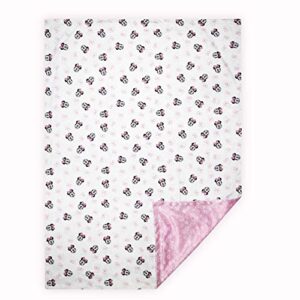 Cudlie Disney Baby Girl Mine Mouse Baby Blanket Double Sided Mink with Pink Minnie Print (30x40)