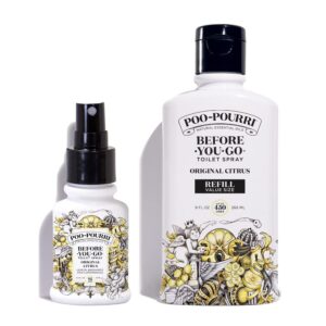 poo-pourri original citrus 9-ounce refill bottle and 1.4-ounce refillable bottle original citrus