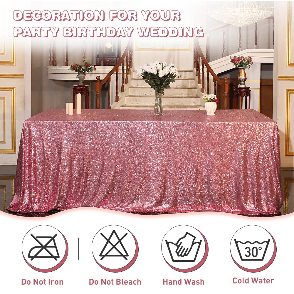 Eternal Beauty Sequin Tablecloth, 50x80 Rectangle Valentine's Day Sequin Tablecloth for Party Cake Dessert Table Exhibition Events,Fuchsia Pink