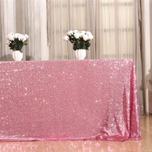 Eternal Beauty Sequin Tablecloth, 50x80 Rectangle Valentine's Day Sequin Tablecloth for Party Cake Dessert Table Exhibition Events,Fuchsia Pink