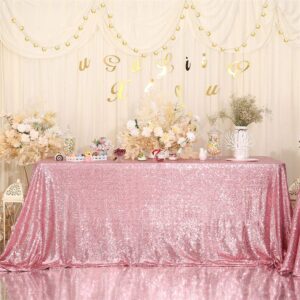 Eternal Beauty Sequin Tablecloth, 50x80 Rectangle Valentine's Day Sequin Tablecloth for Party Cake Dessert Table Exhibition Events,Fuchsia Pink