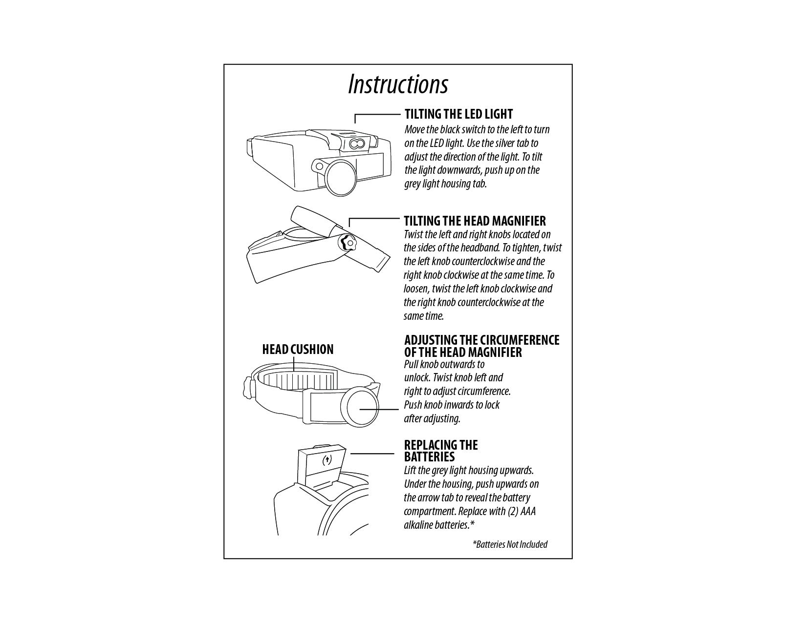 SE Illuminated Dual Lens Flip-In Head Magnifier, Head Magnifier, Tools for Repair & Precision Work, Adjustable Headlamp, 4.5X Loupe Magnifying, Black