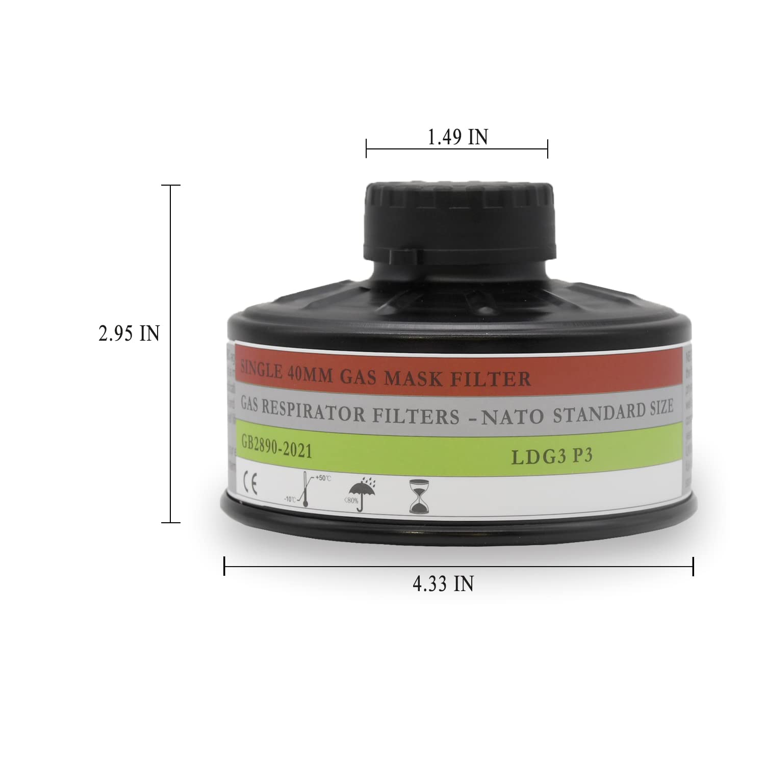 Gas Mask Filter NATO Specifications NBC for 40mm Gas Masks Filter with Long Shelf Life. 10 Years