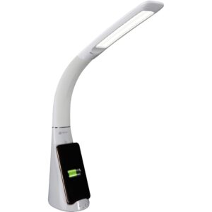 ottlite purify led sanitizing desk lamp with wireless charging – eliminates up to 99.9% of bacteria, touch activated, flexible neck, modern light for reading, crafting & office desktop