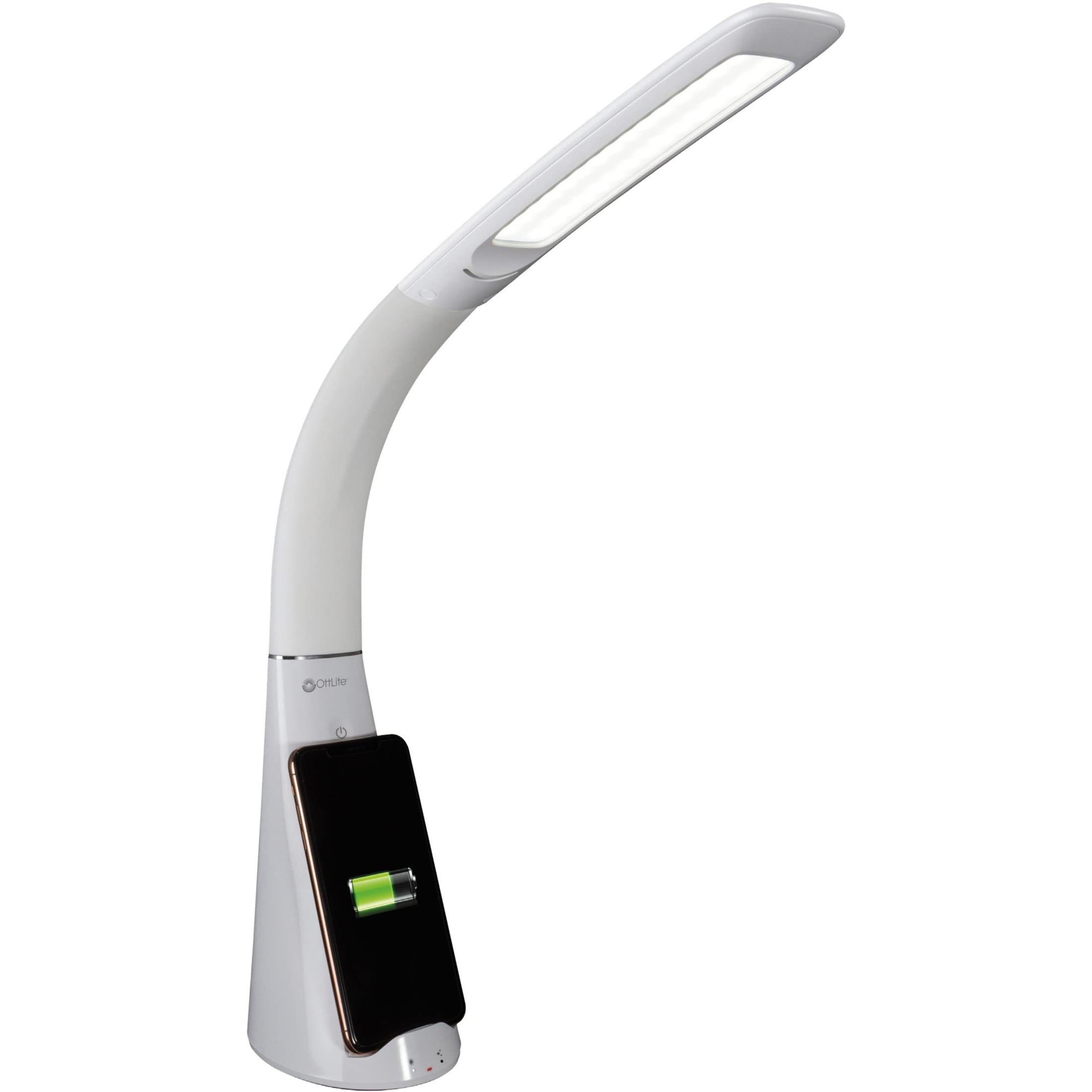 OttLite Purify LED Sanitizing Desk Lamp with Wireless Charging – Eliminates up to 99.9% of Bacteria, Touch Activated, Flexible Neck, Modern Light for Reading, Crafting & Office Desktop