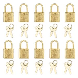 10pcs mini cute diary padlocks gold small luggage locks with keys for jewelry boxes decor