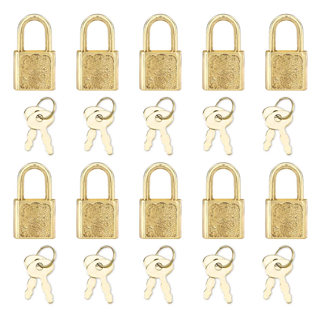 10pcs Mini Cute Diary Padlocks Gold Small Luggage Locks with Keys for Jewelry Boxes Decor