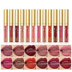 ucanbe 12pcs/set velvet matte liquid lipstick makeup classic waterproof long lasting smooth soft reach colors full lips gloss for women gift