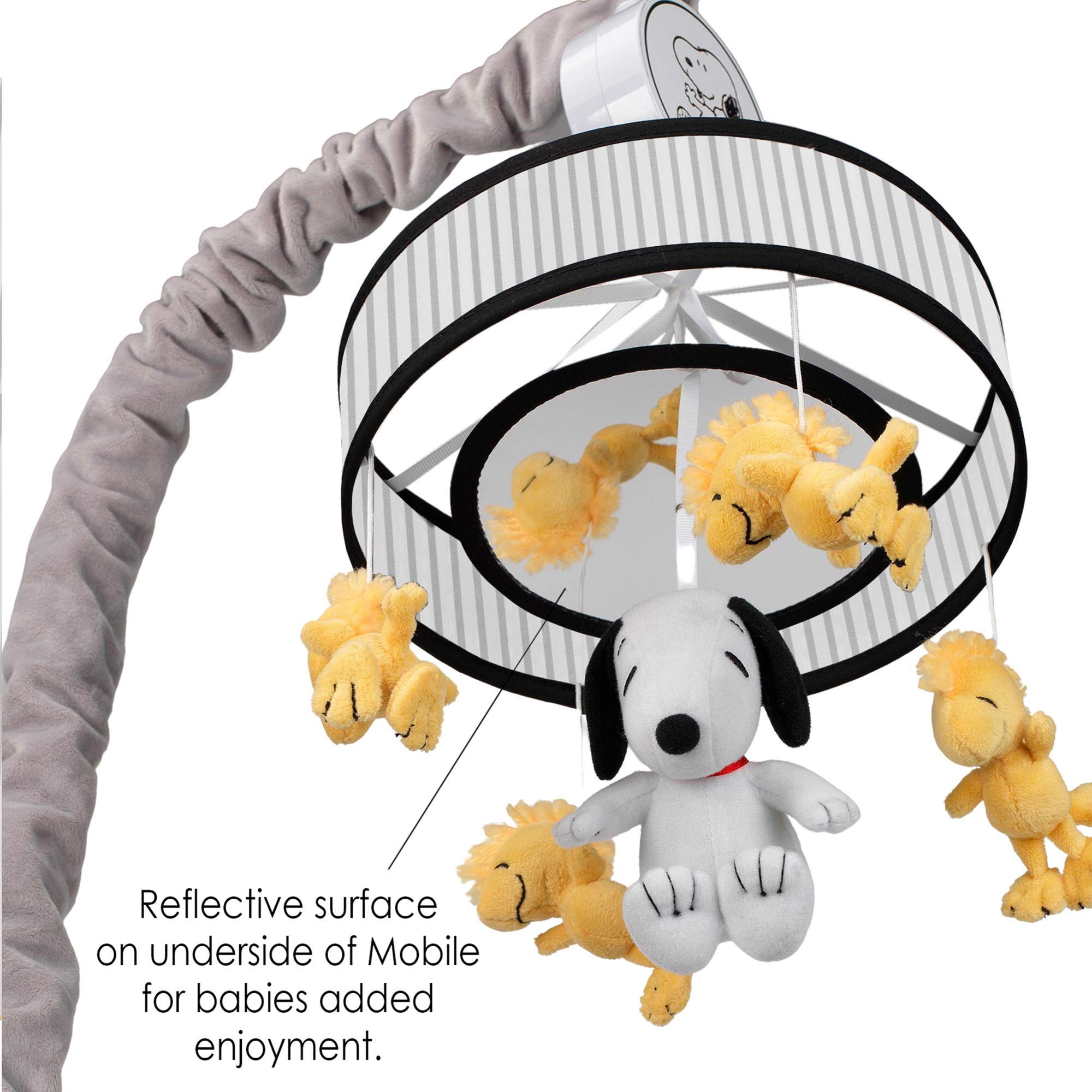 Lambs & Ivy Classic Snoopy Musical Baby Crib Mobile Soother Toy - Black/Yellow