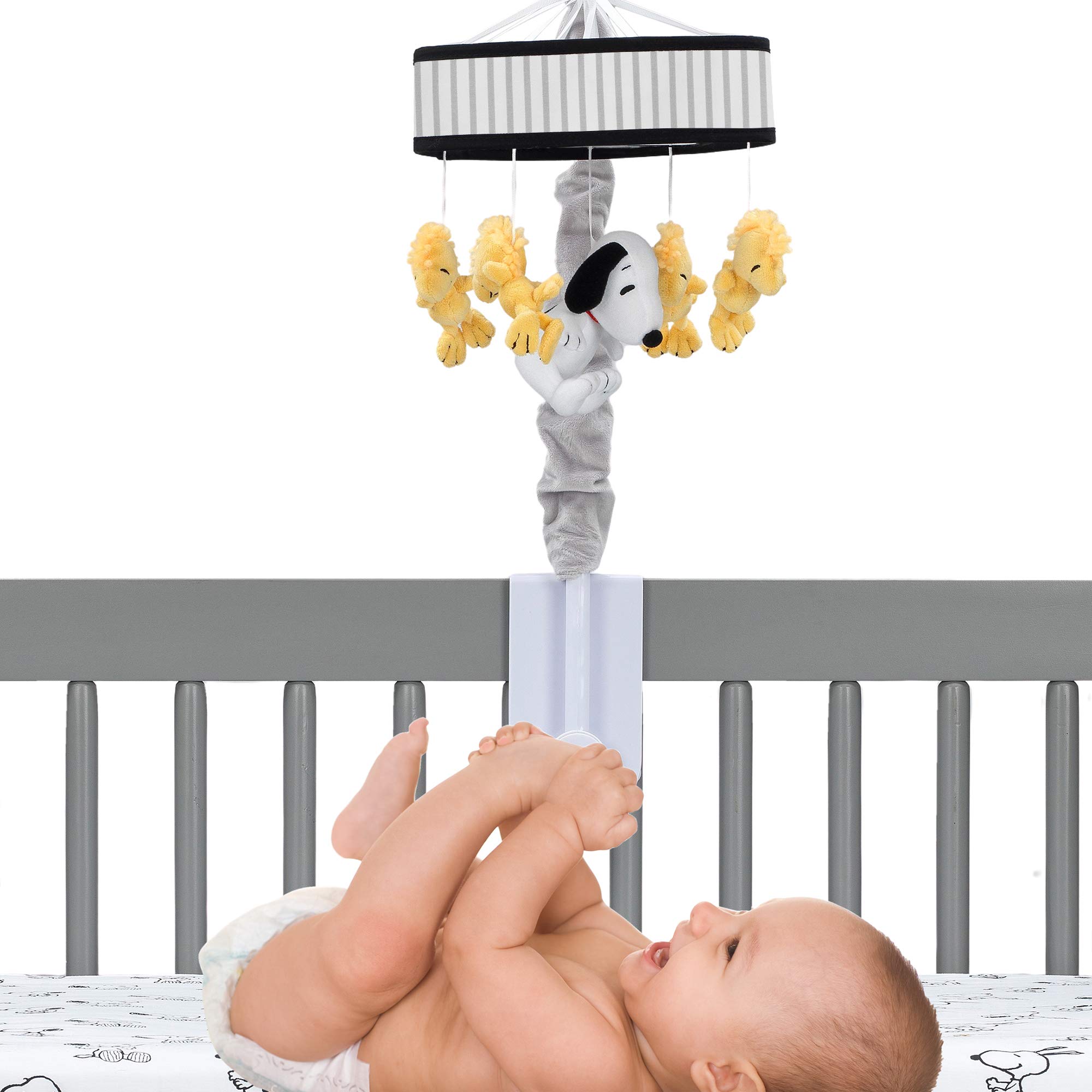 Lambs & Ivy Classic Snoopy Musical Baby Crib Mobile Soother Toy - Black/Yellow