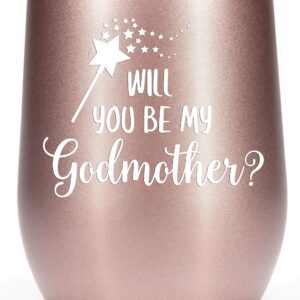 Violet and Gale Godmother Proposal Gifts 12oz Wine Glass Tumbler Will You Be My Godmother New Godparents Announcement Gift Keepsake Coffee Mug