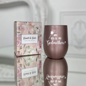 Violet and Gale Godmother Proposal Gifts 12oz Wine Glass Tumbler Will You Be My Godmother New Godparents Announcement Gift Keepsake Coffee Mug