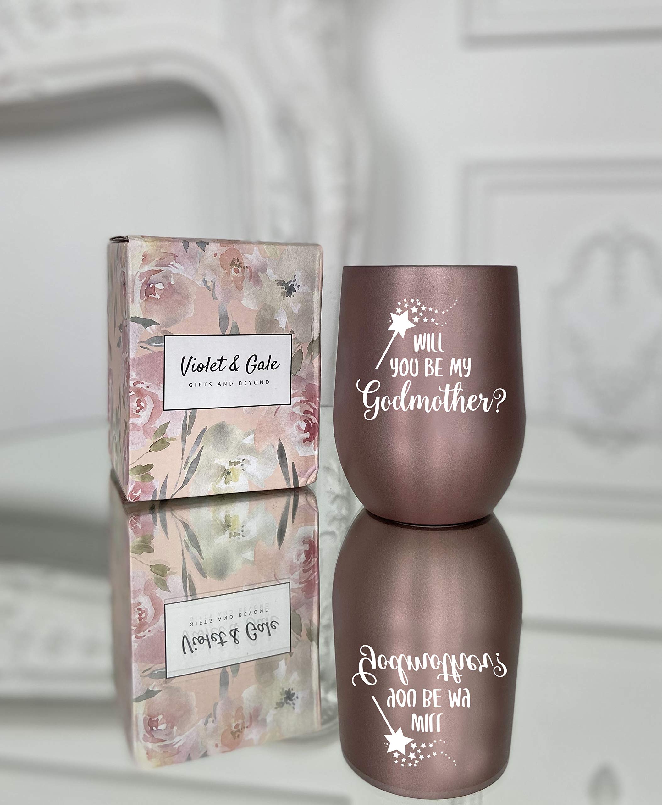 Violet and Gale Godmother Proposal Gifts 12oz Wine Glass Tumbler Will You Be My Godmother New Godparents Announcement Gift Keepsake Coffee Mug