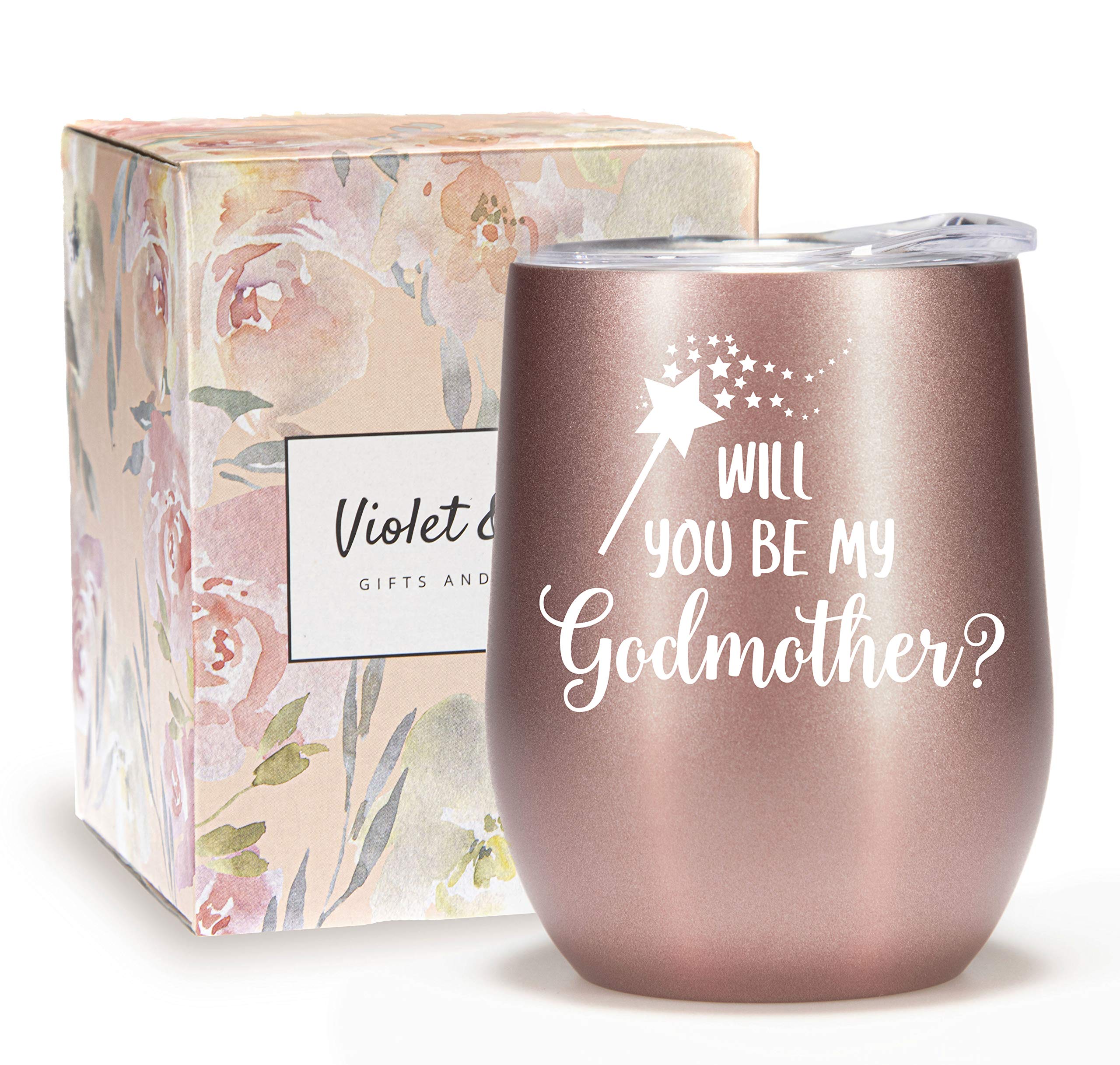 Violet and Gale Godmother Proposal Gifts 12oz Wine Glass Tumbler Will You Be My Godmother New Godparents Announcement Gift Keepsake Coffee Mug