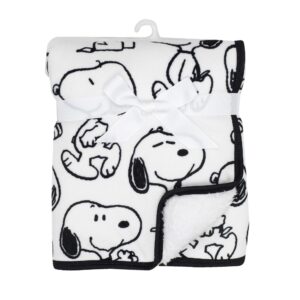 Lambs & Ivy Classic Snoopy Minky and Faux Shearling Baby Blanket - White/Black