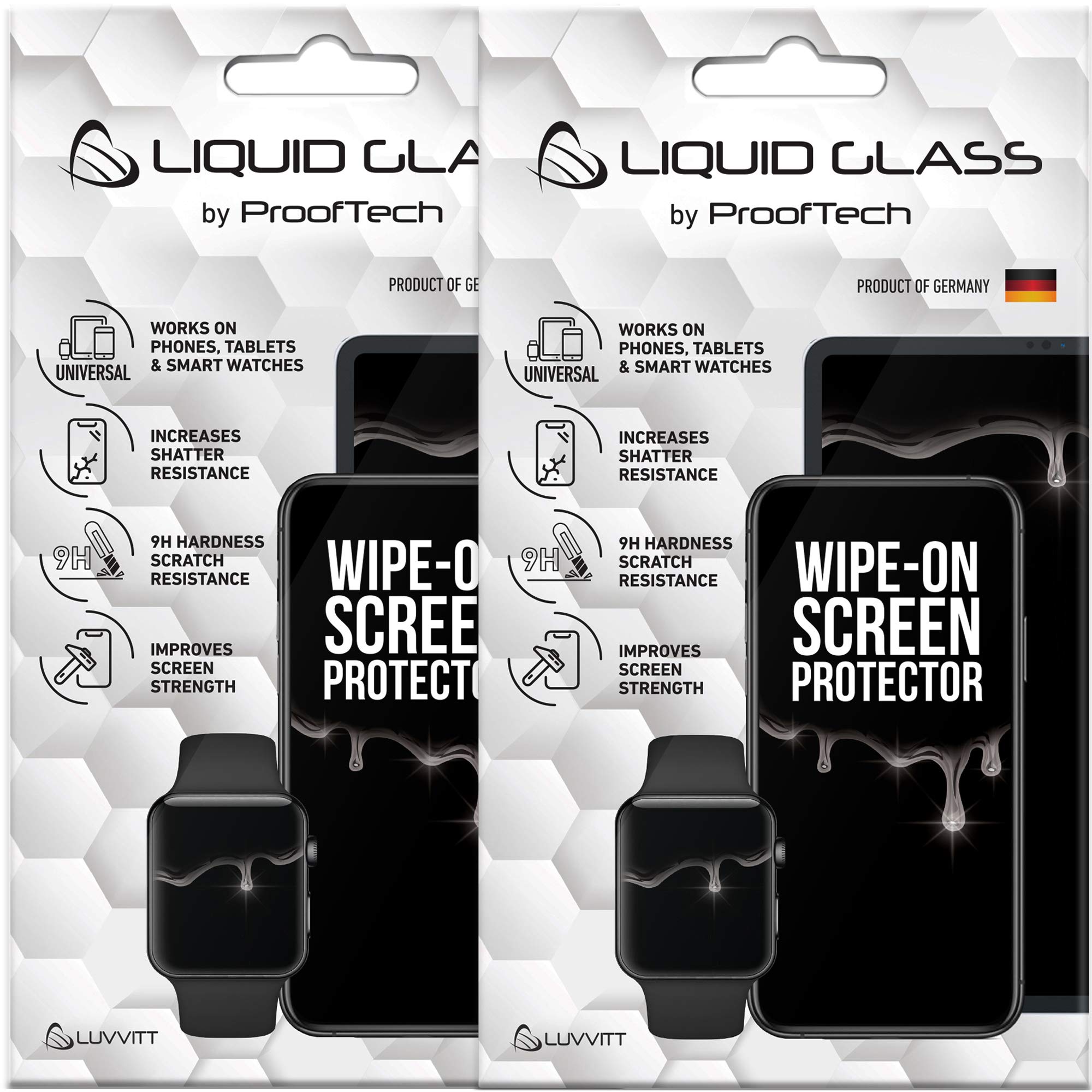 2 Pack Liquid Glass Screen Protector for All Smartphones Tablets and Watches - Universal Fit