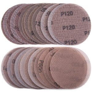 30pcs 5 inch mesh hook & loop sanding discs 80 100 120 150 320 600 assort grit dust free abrasive net sander disc anti-blocking long-lasting mesh sanding pads, sandpaper for wood furniture floor