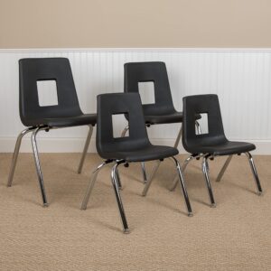 bizchair black student stack school chair - 12-inch