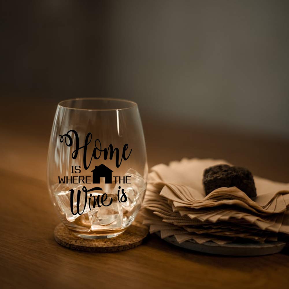 Home is where the Wine is Funny Wine Glass, Housewarming Gifts, Unique House Gifts For New Home Owner, Congrats Home Sweet Home Party Gifts for Men, Women, mom, dad, daughter, son, Friends, Coworkers