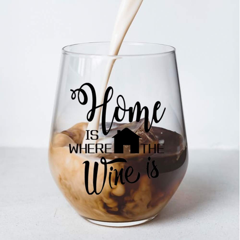 Home is where the Wine is Funny Wine Glass, Housewarming Gifts, Unique House Gifts For New Home Owner, Congrats Home Sweet Home Party Gifts for Men, Women, mom, dad, daughter, son, Friends, Coworkers